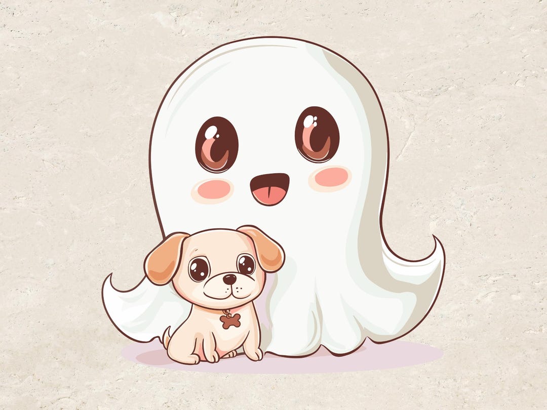 Ghost With Dog Png, Cute Ghost With a Puppy Png, Halloween Png, Cute ...