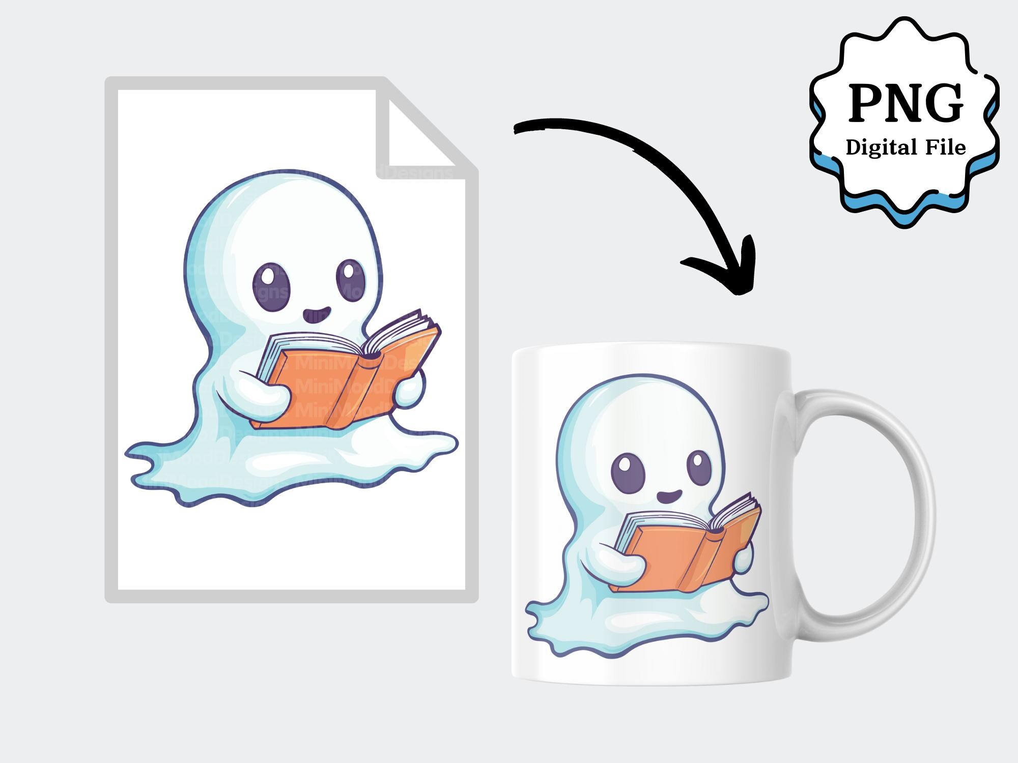 Ghost Reading Png, Cute Ghost With a Book Png, Halloween Png, Cute ...