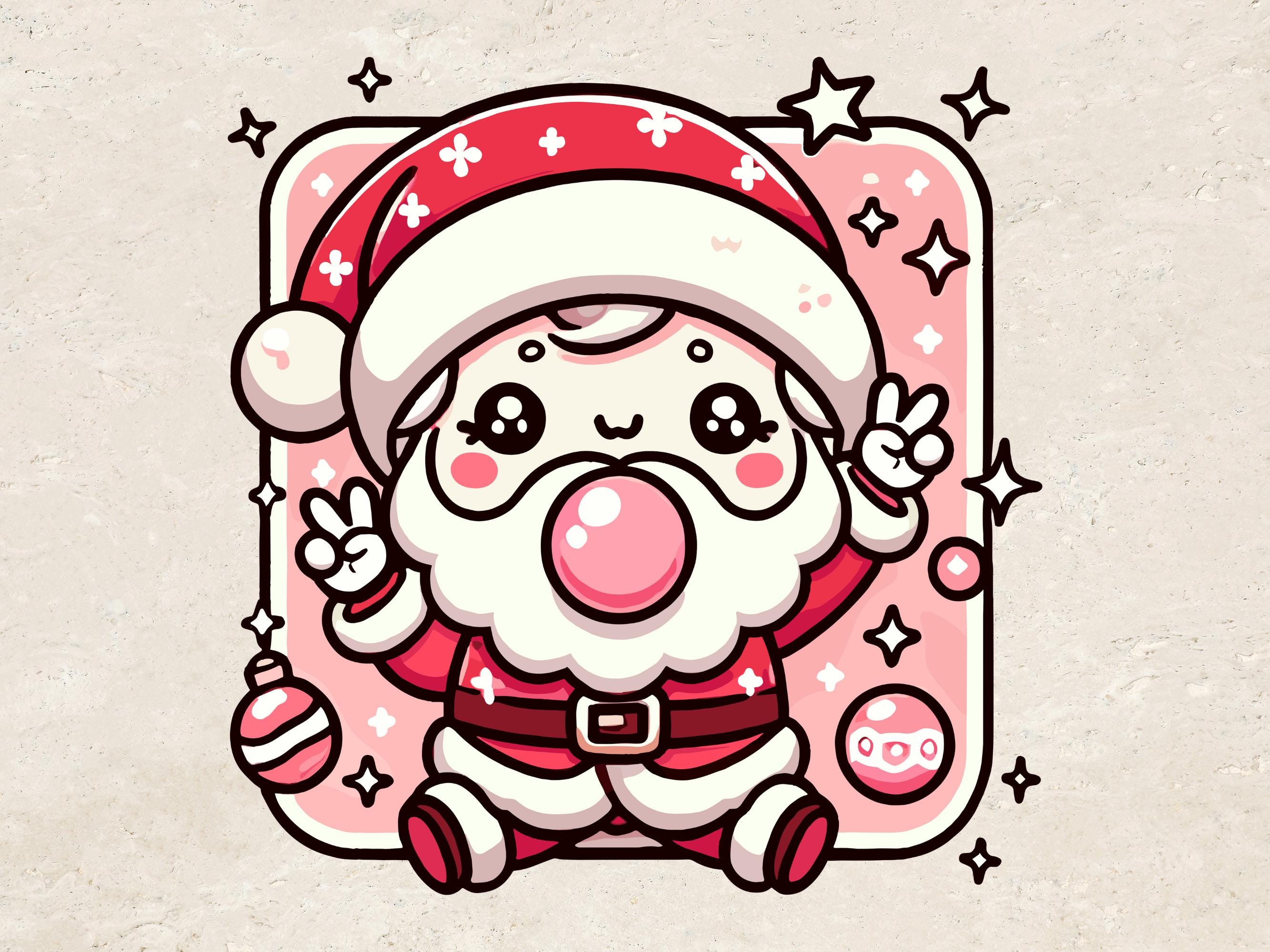 Cute Bubblegum Santa Png, Kawaii Santa, Cute Santa Claus Clipart, Peace ...