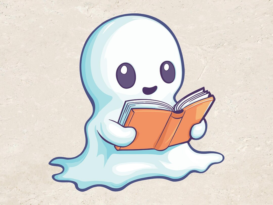 Ghost Reading Png, Cute Ghost With a Book Png, Halloween Png, Cute ...