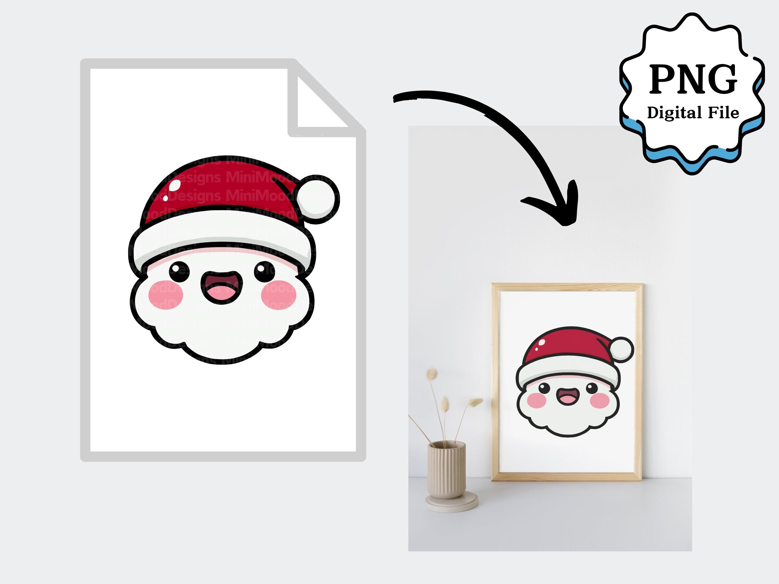 Kawaii Santa Claus Png, Cute Santa Clipart, Adorable Santa Face Holiday ...