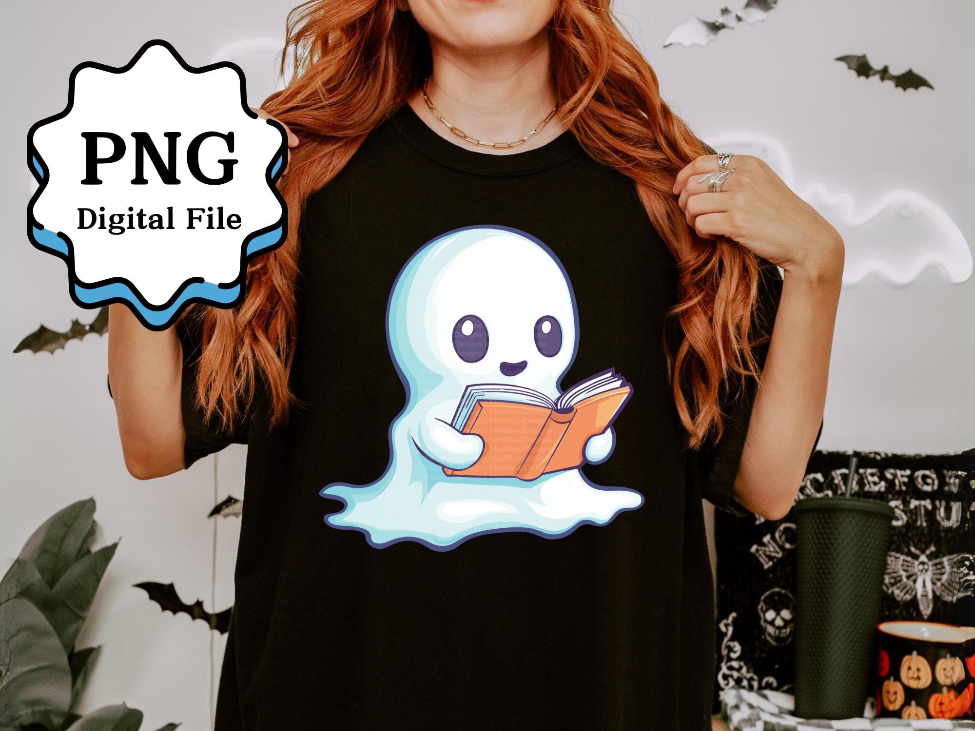 Ghost Reading Png, Cute Ghost With a Book Png, Halloween Png, Cute ...