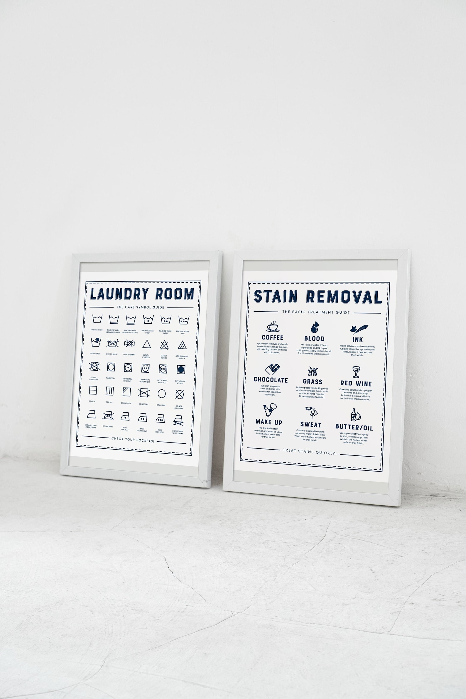 Laundry Room Prints: Care Symbol & Stain Removal Guide (set of 2) - Etsy