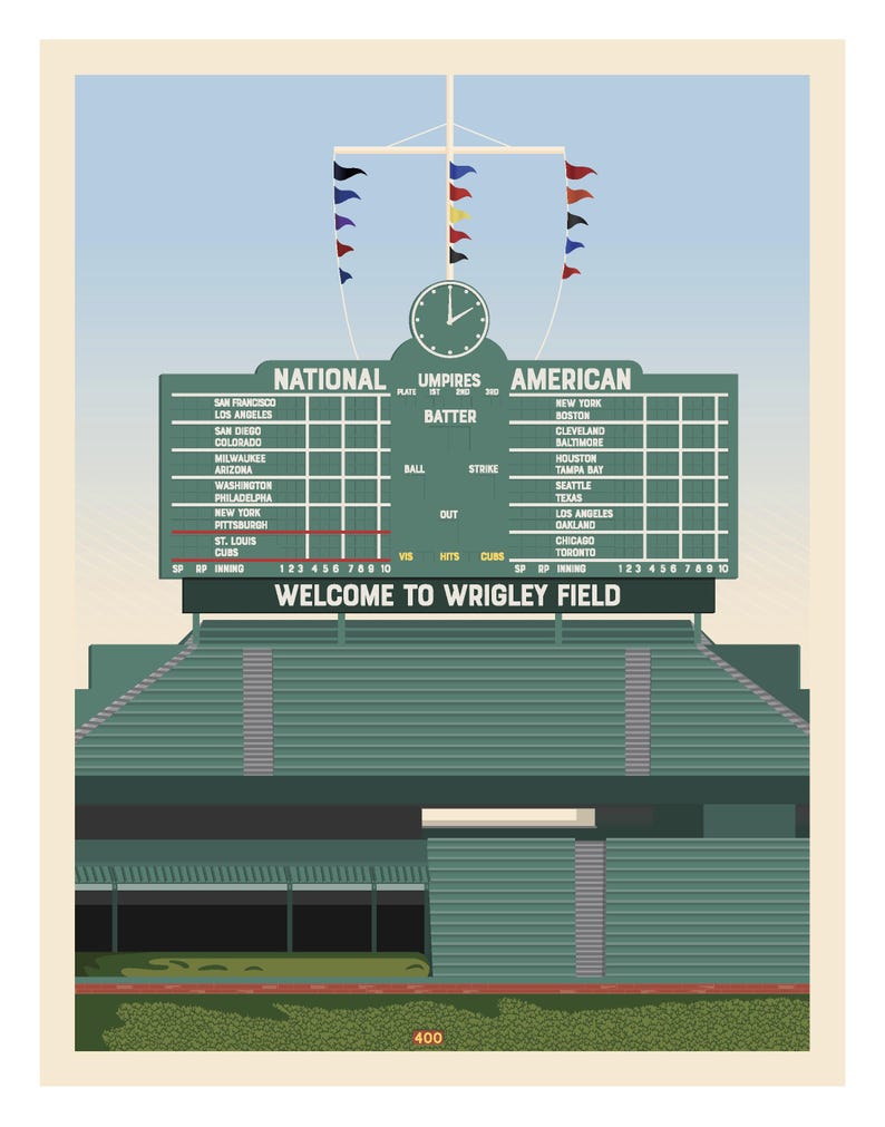 NEW* Wrigley Field - Baseball Stadium Art Series- Art Print - Etsy