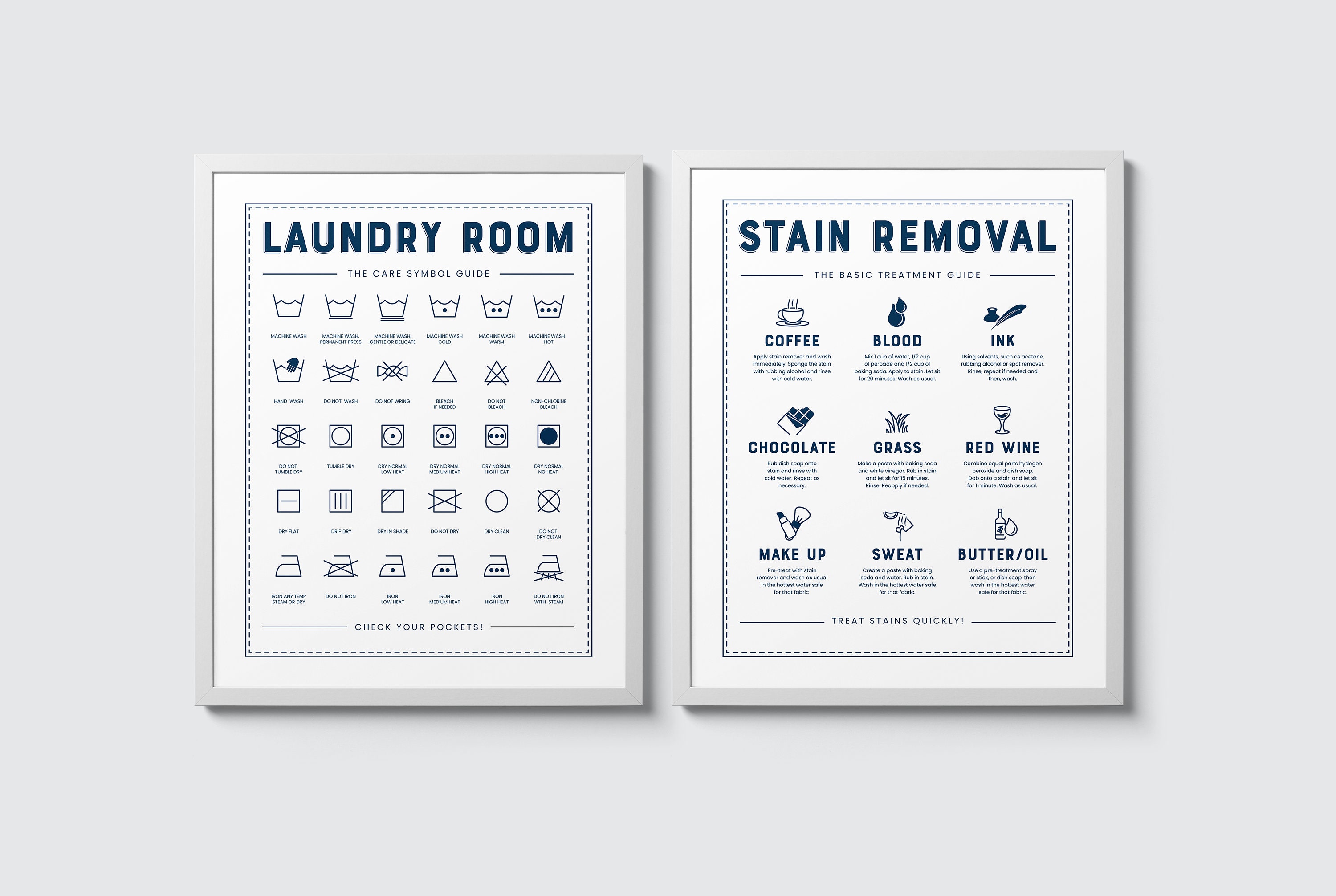 The Laundry Room Care Symbol Guide and Stain Removal Treatment | Set of ...