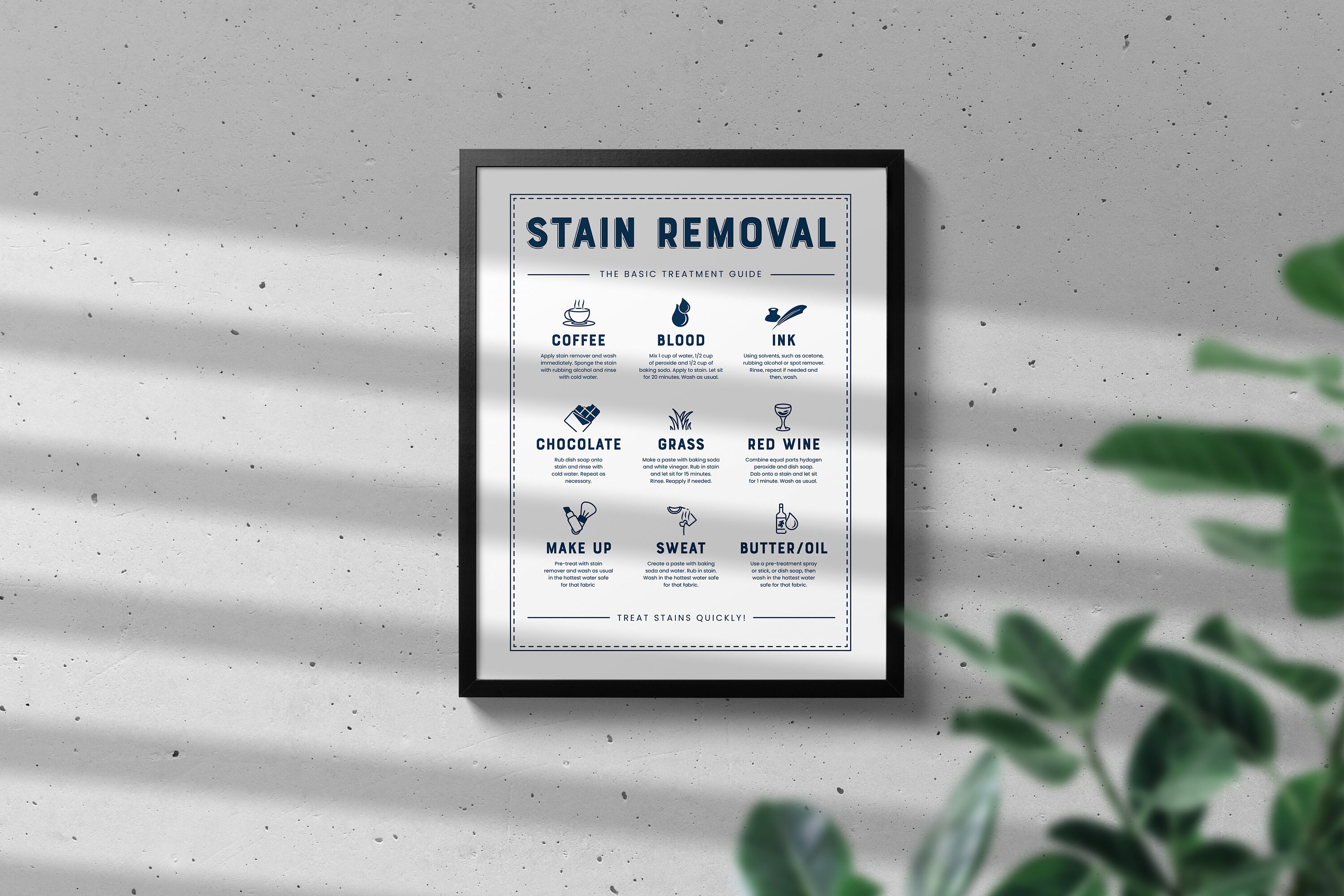 Wall Decor Laundry Room Stain Care Sign Stain Removal Guide - Etsy