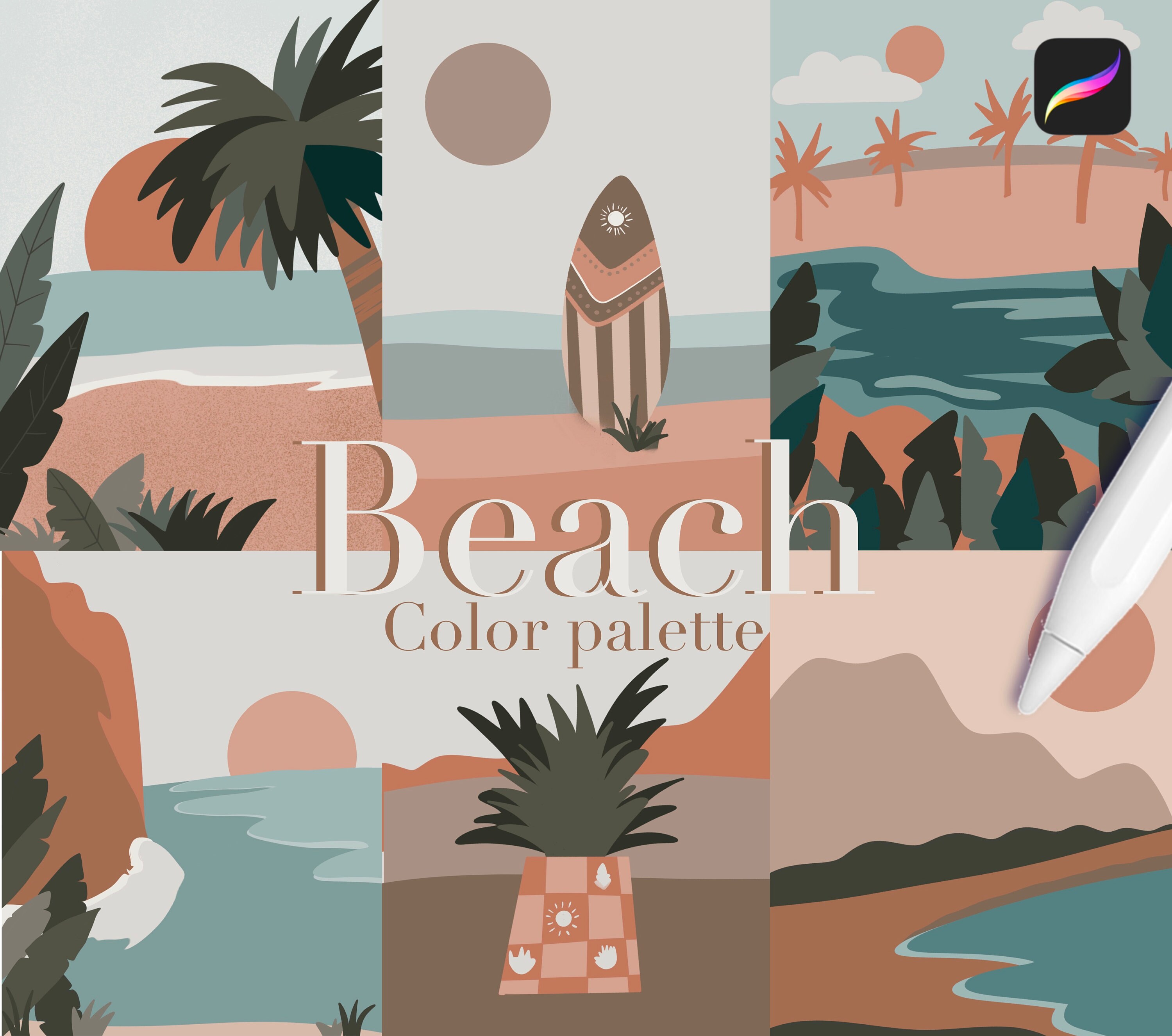 Procreate Color Palette Color Palette for Procreate Beach - Etsy