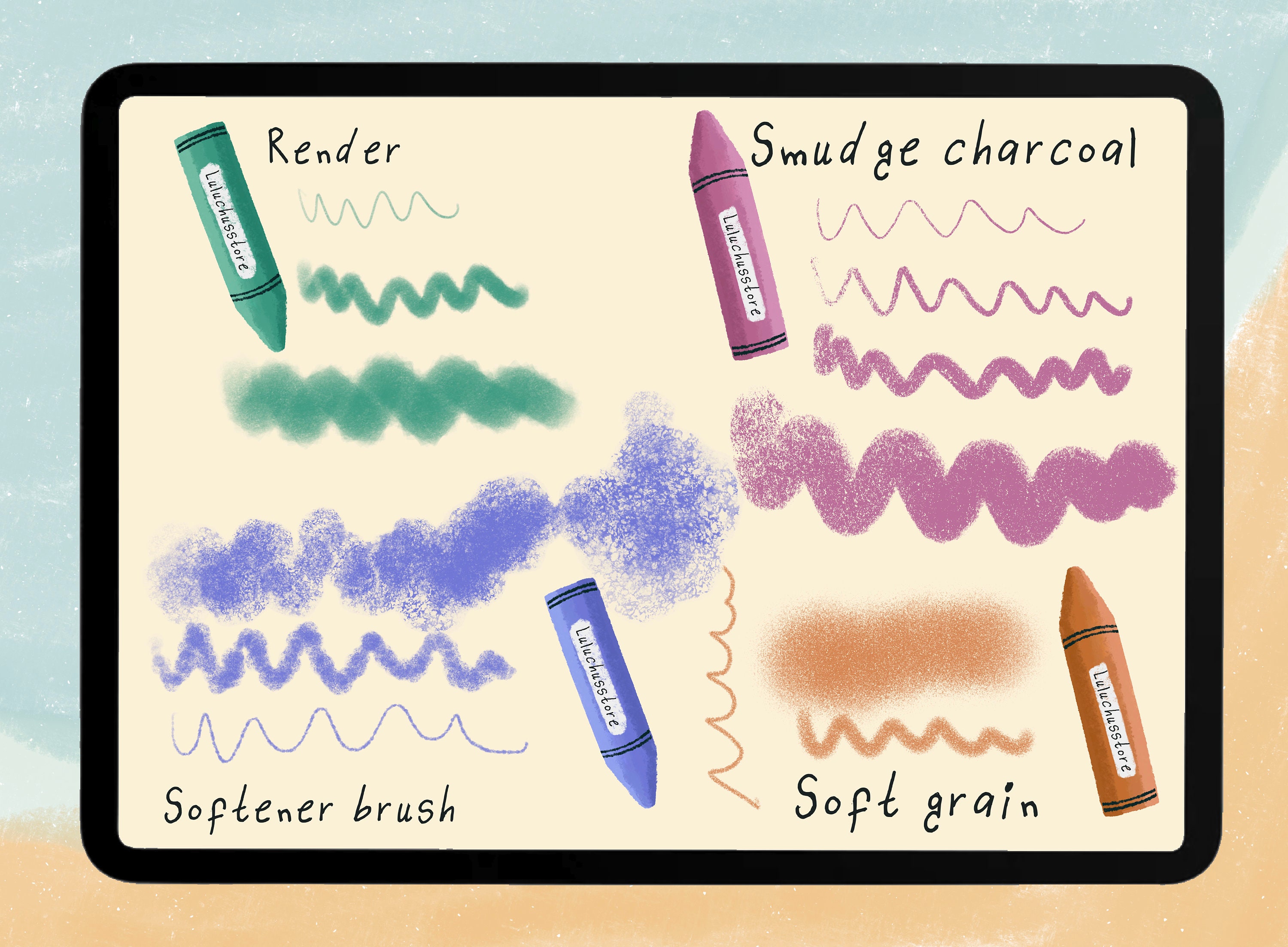 Crayon Procreate Brush Set Kit for Procreate Set of Brushes Grain ...