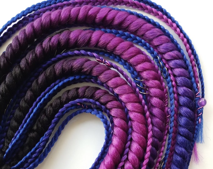 Ombre Purple Ponytail Braids Extension Rave Hair Falls Black - Etsy