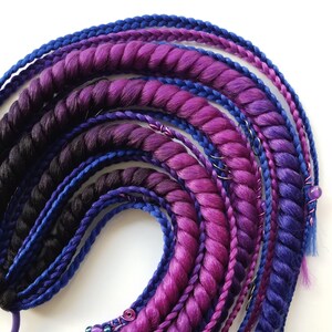 Ombre Purple Ponytail Braids Extension Rave Hair Falls Black | Etsy