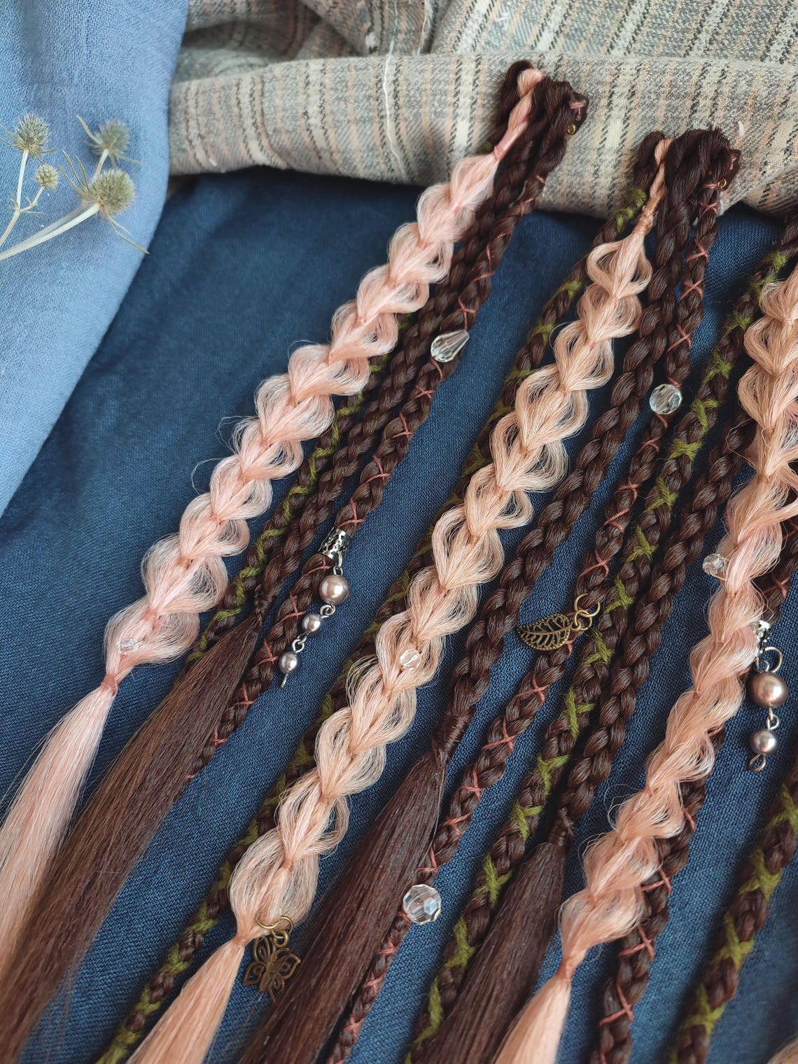 Clip in Dreadlocks Brown, Boho Hair Extensions Blush Pink, Cute Dreads ...