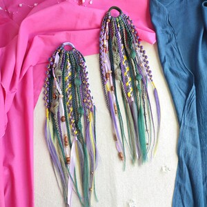 Dreadlock Ponytail Wig Purple, Turquoise Braids on Hairband, Rave ...