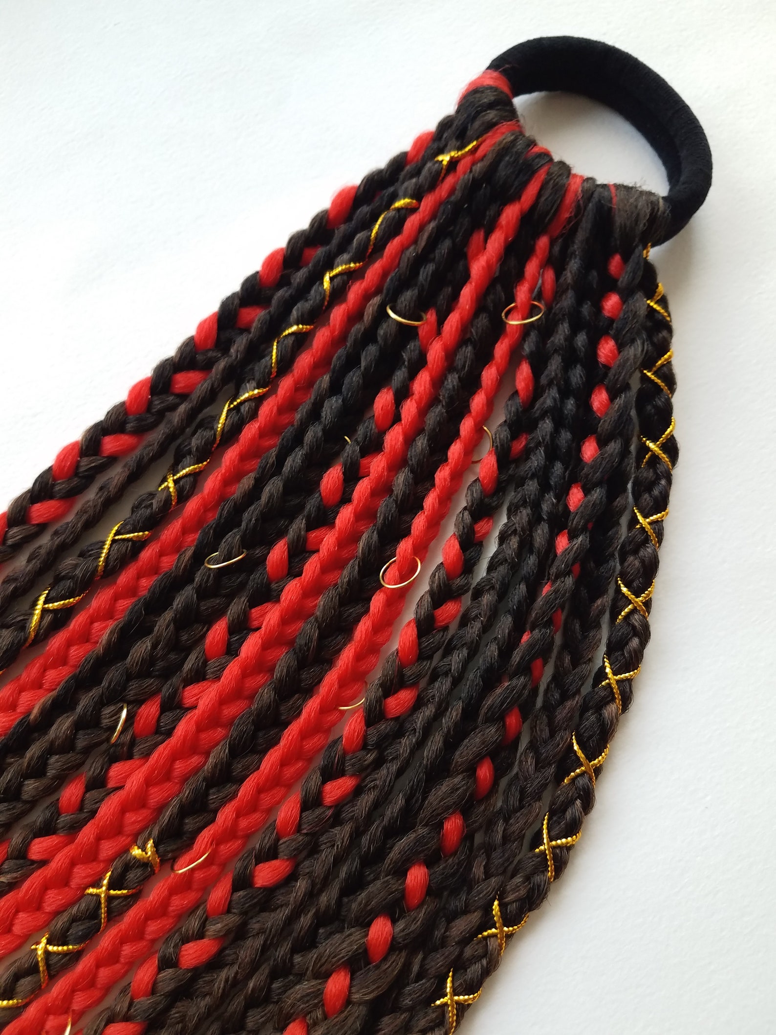 Brown Red Ponytail Braids Extension Viking Hair Falls Red - Etsy