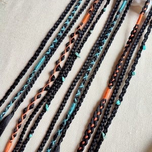 Black Clip in Dreadlocks, Boho Hair Extension Turquoise Beads, Viking ...
