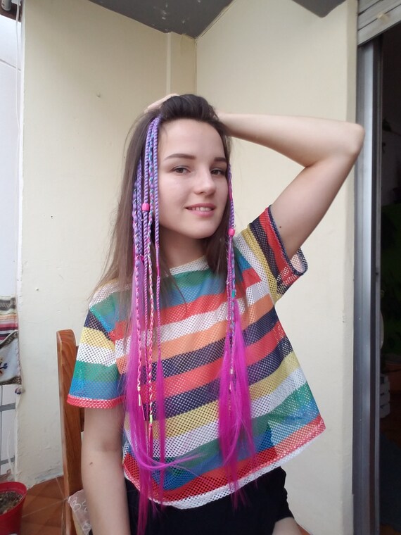 Purple Braids on Hair Clip Rave Hair Accessory Pink Hair - Etsy