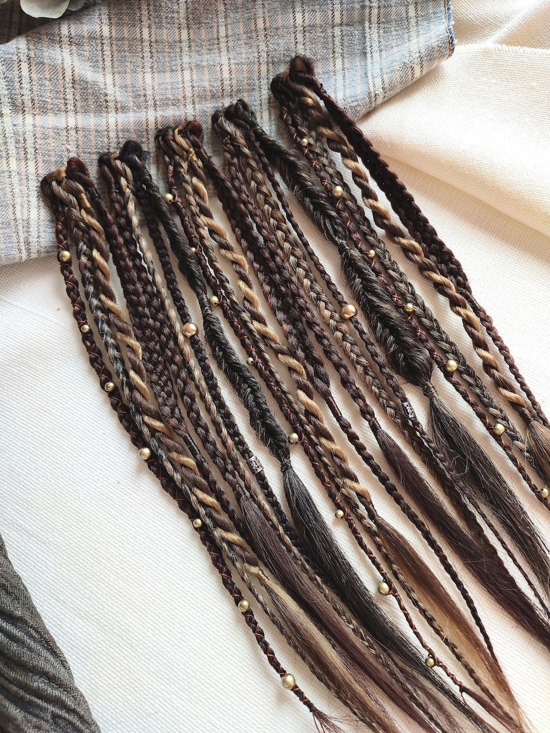 Clip in Braids Brown, Boho Short Hair Extensions Shaten, Viking Braids ...