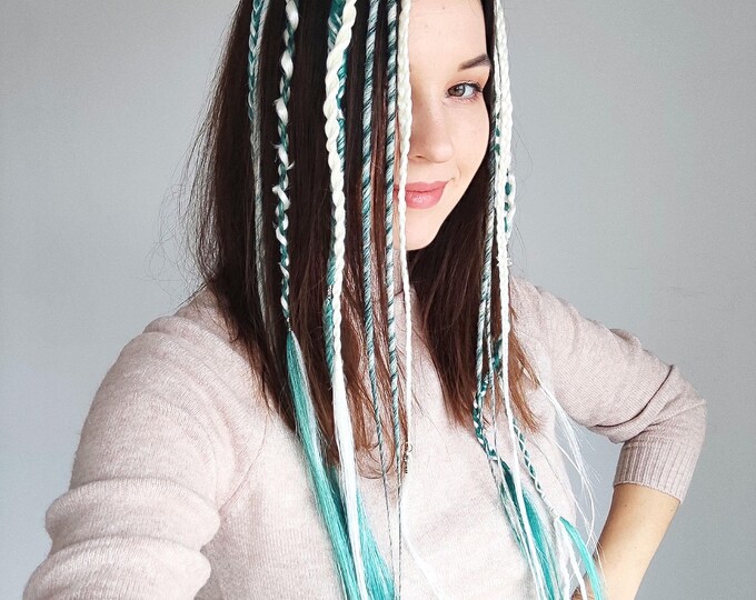 Viking Braids Emerald Green on Hairband, Boho Dreadlock Ponytail Red ...
