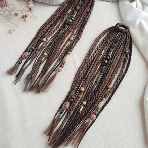 Viking Braids Brown on Hairband, Boho Dreadlock Ponytail Shaten Hair ...