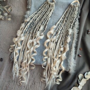 Viking Braids Blonde on Hair Elastic, Dreadlock Ponytail Curly Ends ...