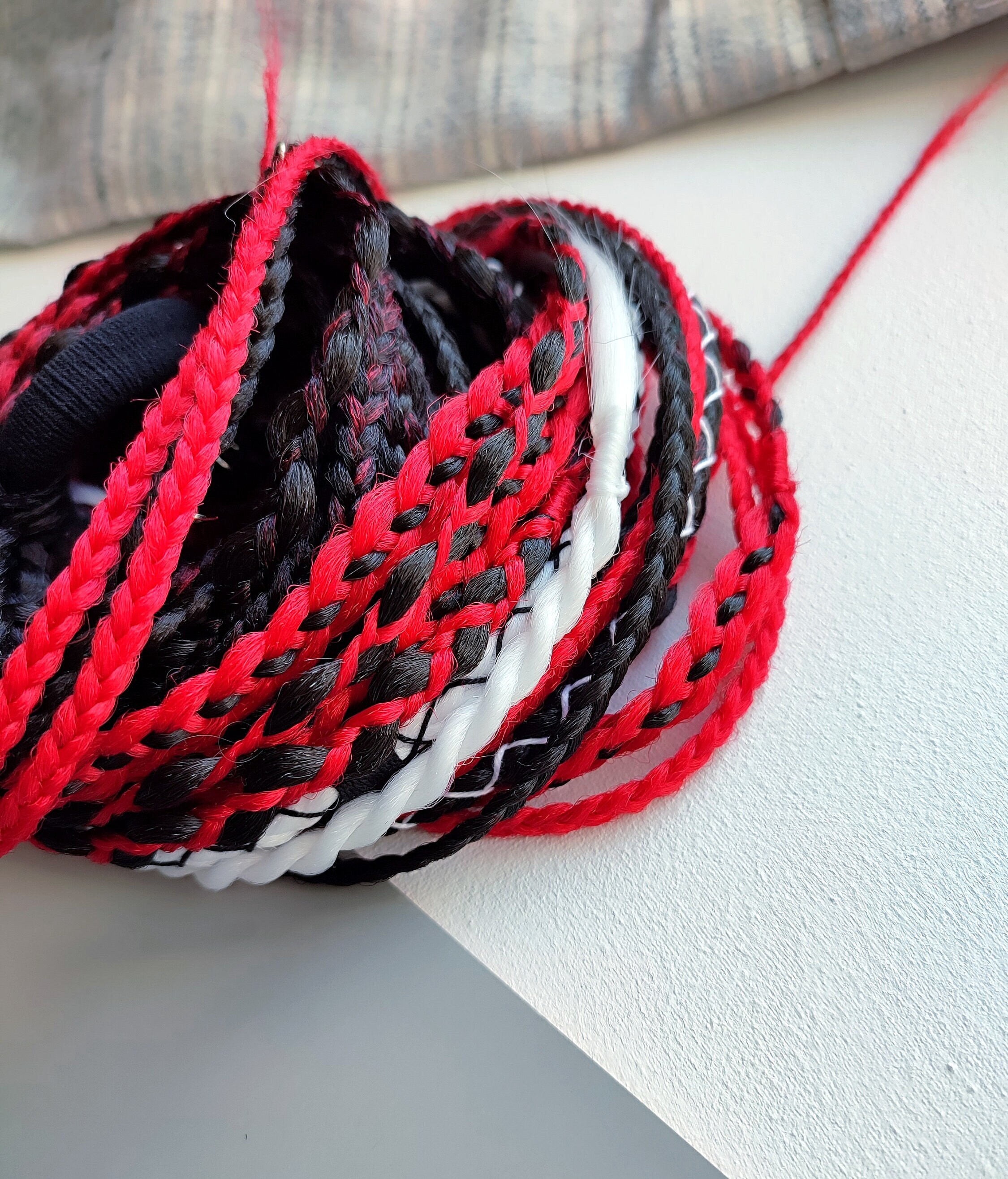 Goth Dread Extension, Ombre Black Red Dreadlock Ponytail, Punk Hair ...