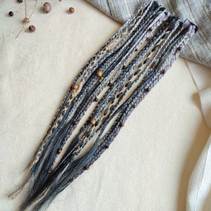 Clip in Dreadlocks Gray Black, Boho Short Hair Extension Salt and ...