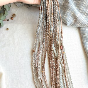 Viking Braids Ginger on Hair Scrunchie, Boho Dreadlock Ponytail Gray ...