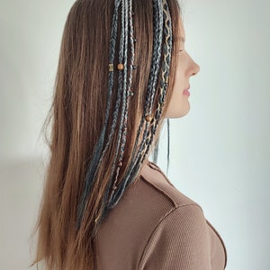 Clip in Dreadlocks Gray Black, Boho Short Hair Extension Salt and ...