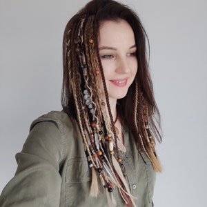 Clip in Dreadlocks Ginger, Boho Hair Extensions Brown, Viking Dreads ...