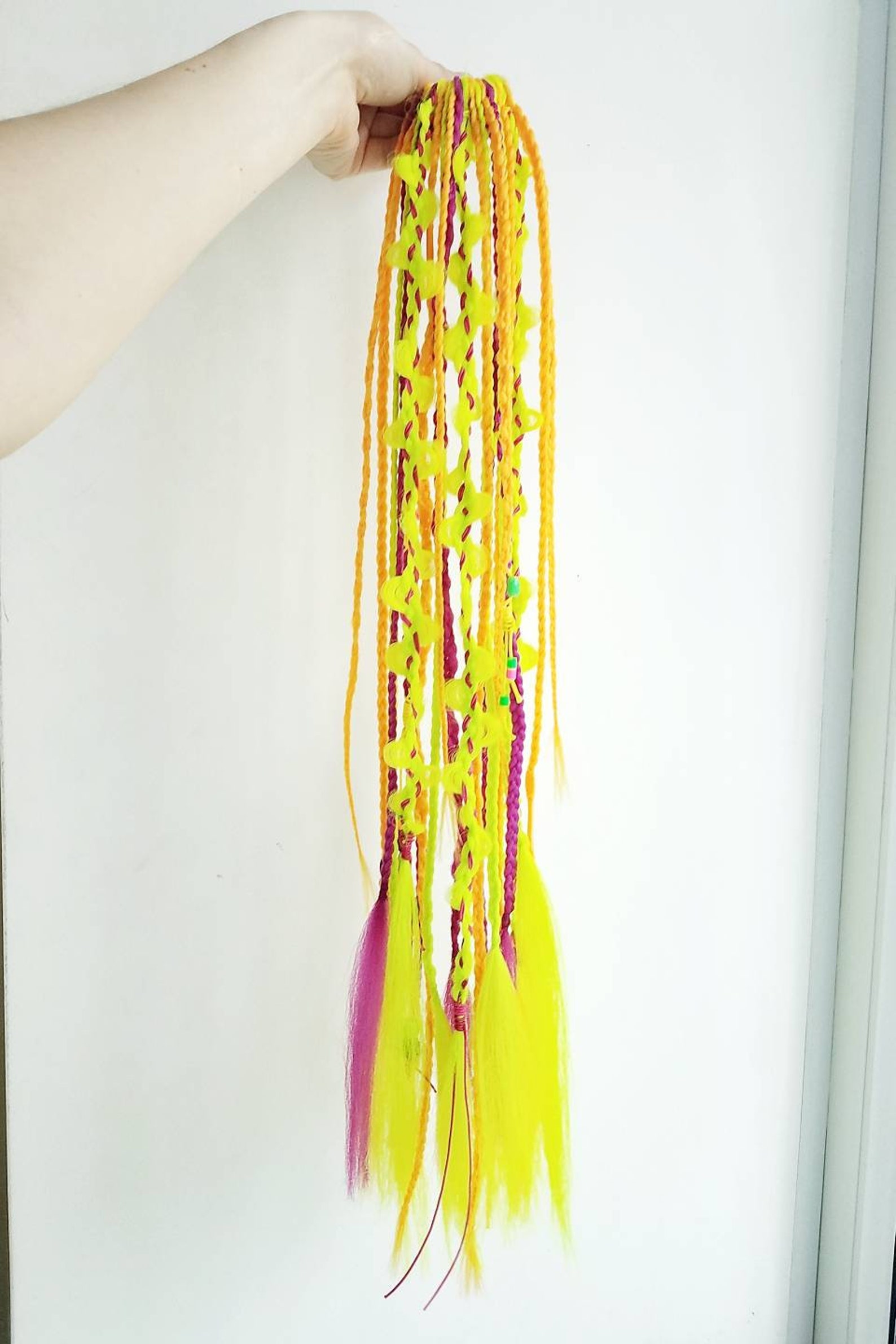 Yellow Ponytail Braids Orange Hair Extension on Hairband - Etsy