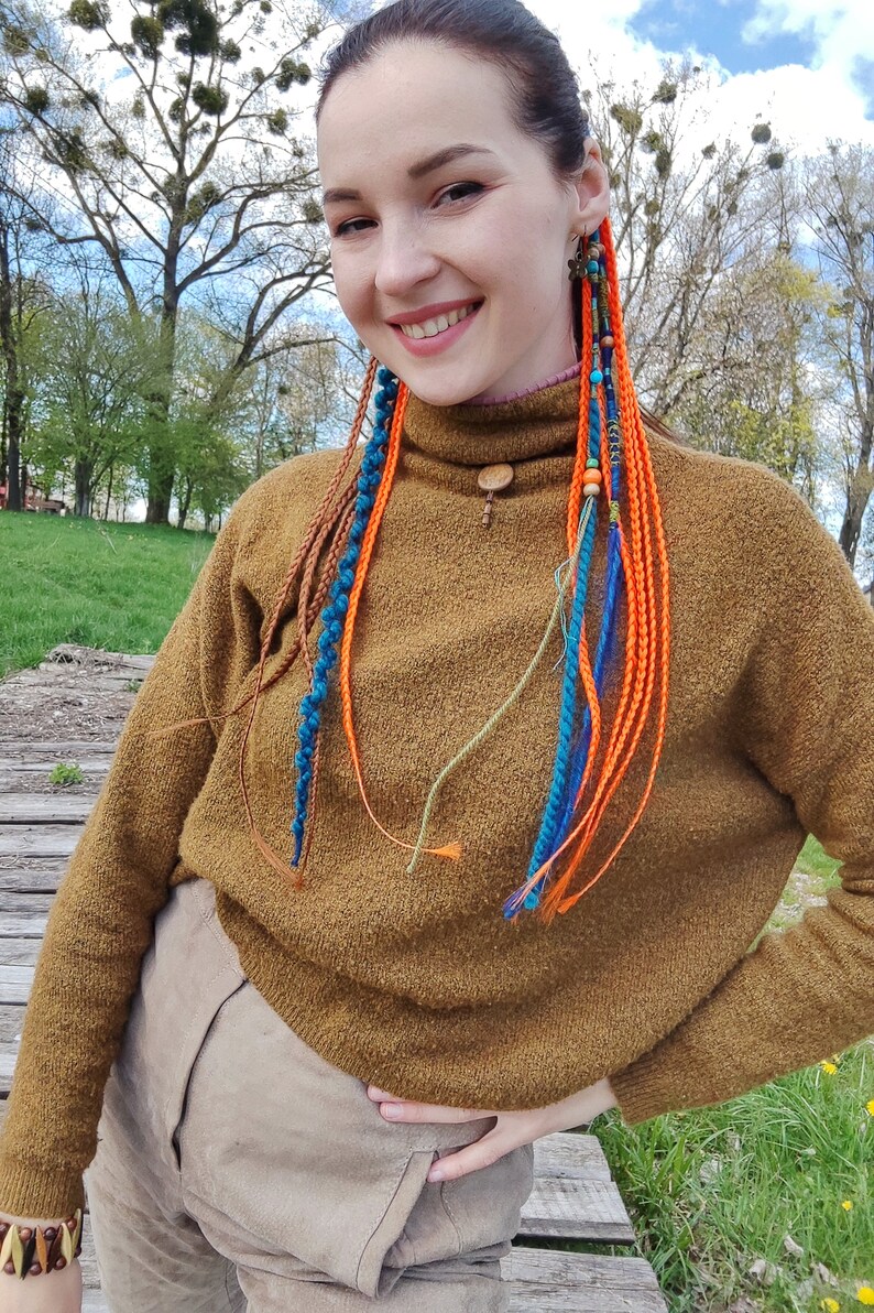 Dreadlock Ponytail Wig Orange Braids on Hairband Rave Braids - Etsy