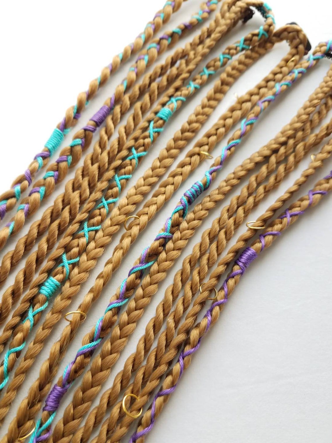 Gold Ginger Braids on Hair Clip Clip in Dreadlocks With Blue - Etsy