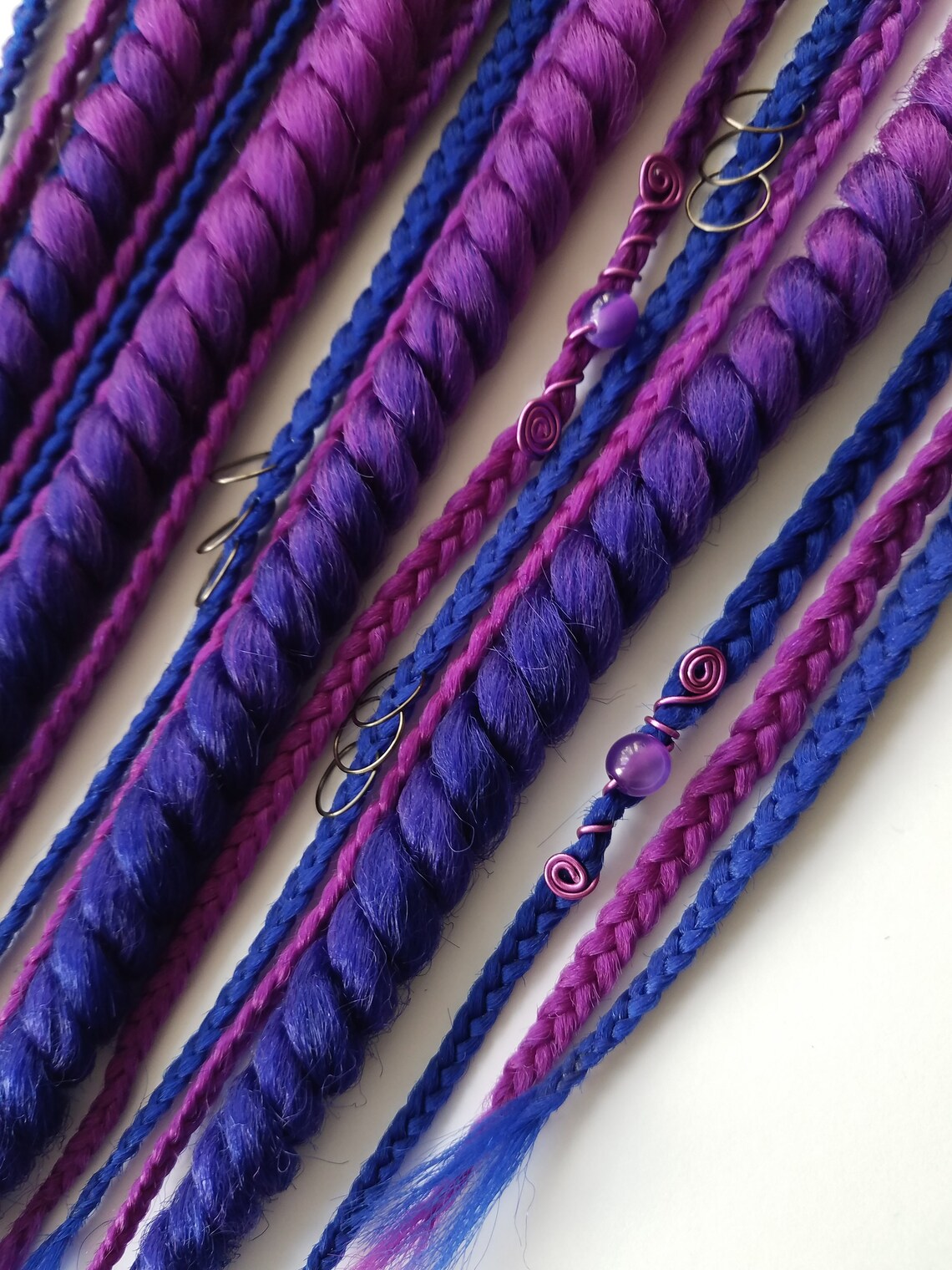 Ombre Purple Ponytail Braids Extension Rave Hair Falls Black | Etsy