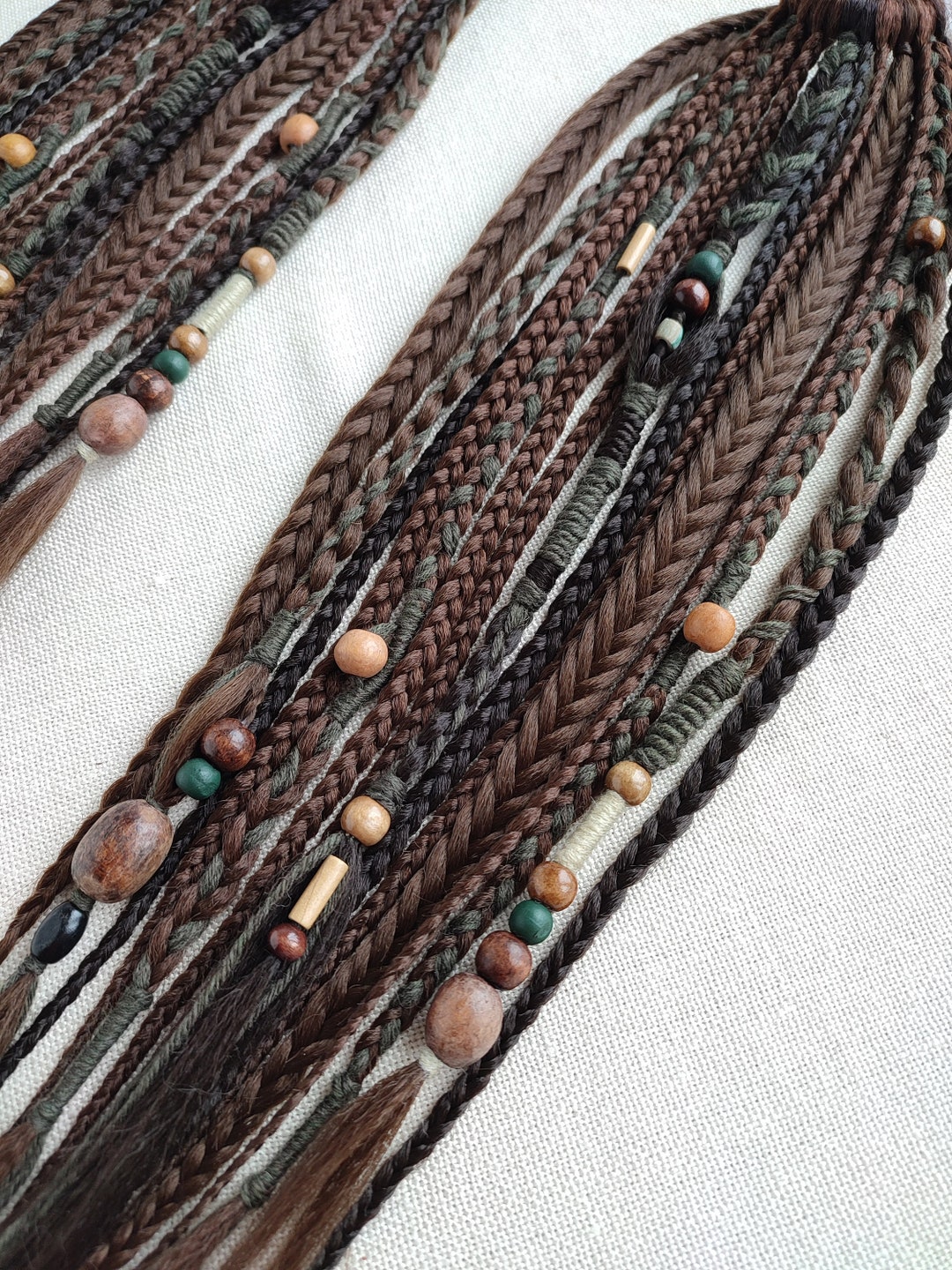 Viking Braids Brown on Hairband, Boho Dreadlock Ponytail Shaten Hair ...