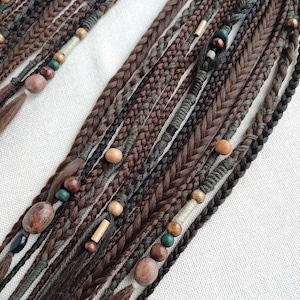 Viking Braids Brown on Hairband, Boho Dreadlock Ponytail Shaten Hair ...