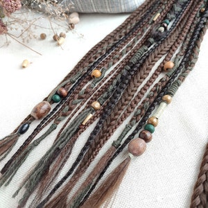 Viking Braids Brown on Hairband, Boho Dreadlock Ponytail Shaten Hair ...