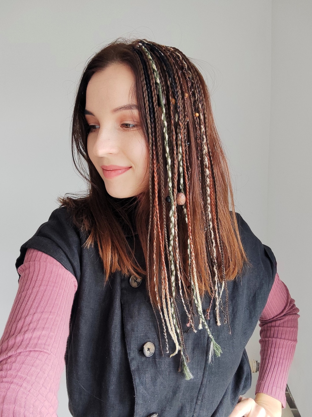 Clip in Braids Extension Brown, Dreadlock Hair Clips Shaten, Viking ...