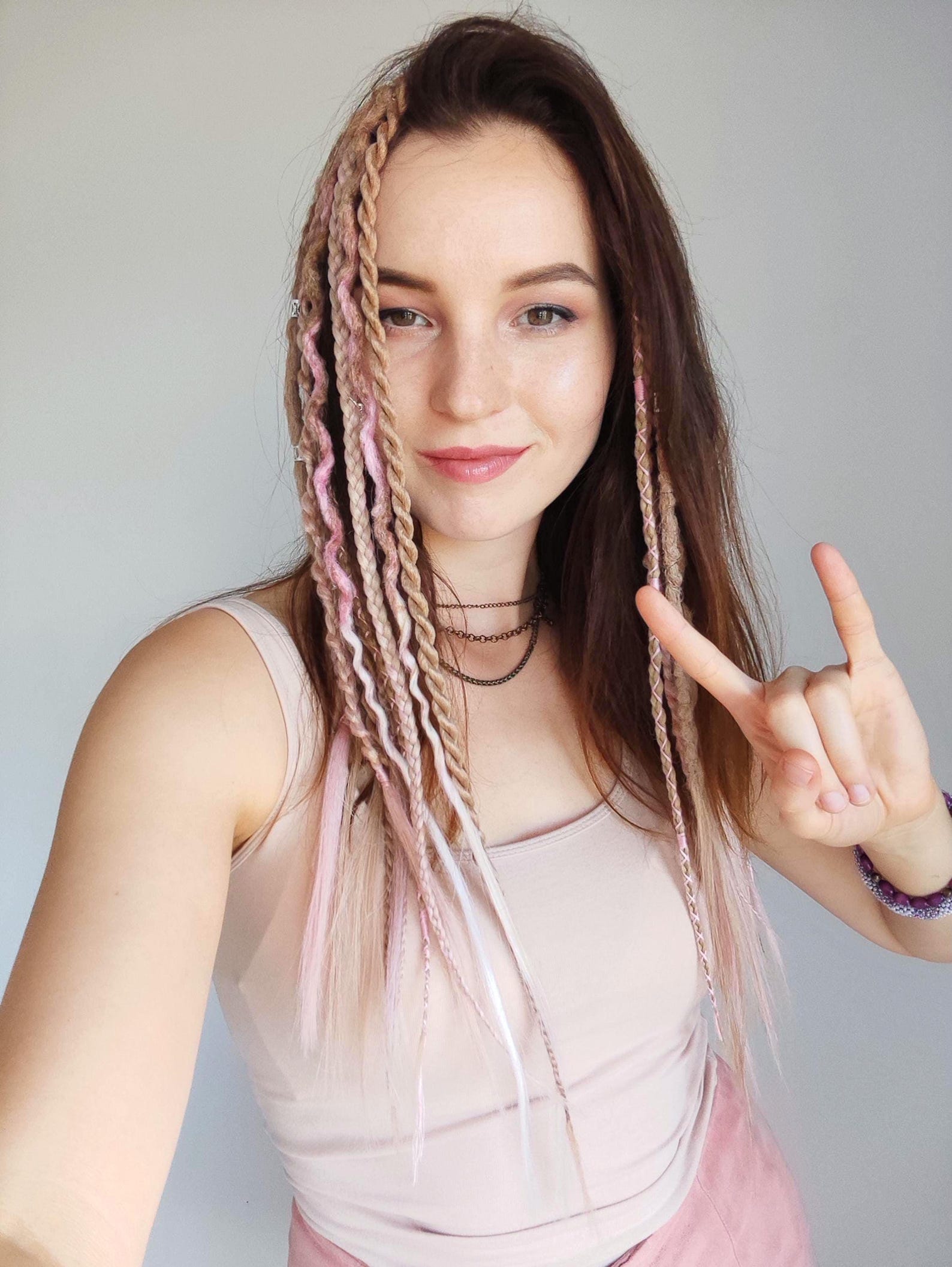 Rose Pink Braids on Hair Clip, Ginger Hair Clip Braids and Dreadlocks ...