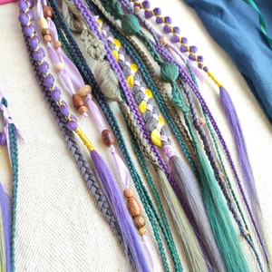 Dreadlock Ponytail Wig Purple, Turquoise Braids on Hairband, Rave ...