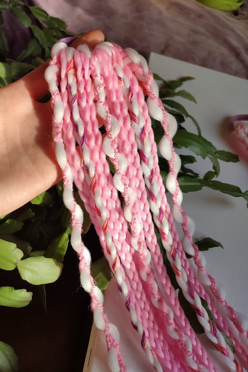 Pink White Braids on Hairband Festival Braid Extension Pink - Etsy