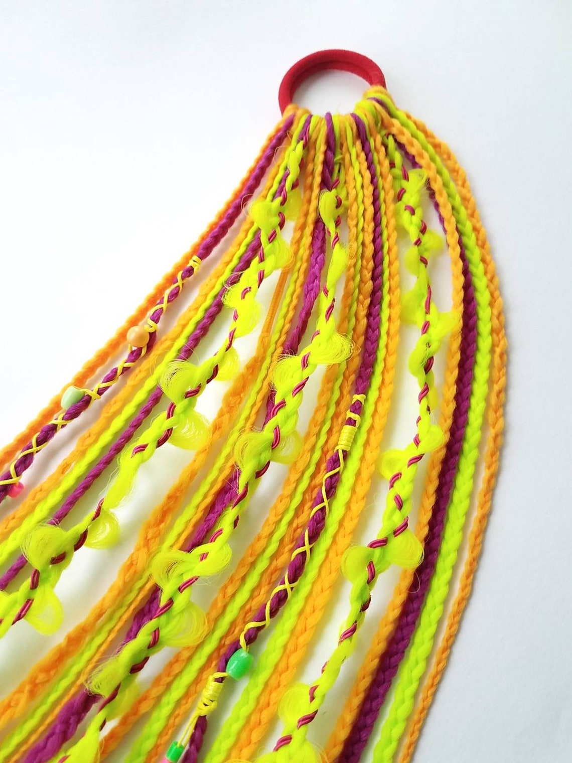 Yellow Ponytail Braids Orange Hair Extension on Hairband - Etsy