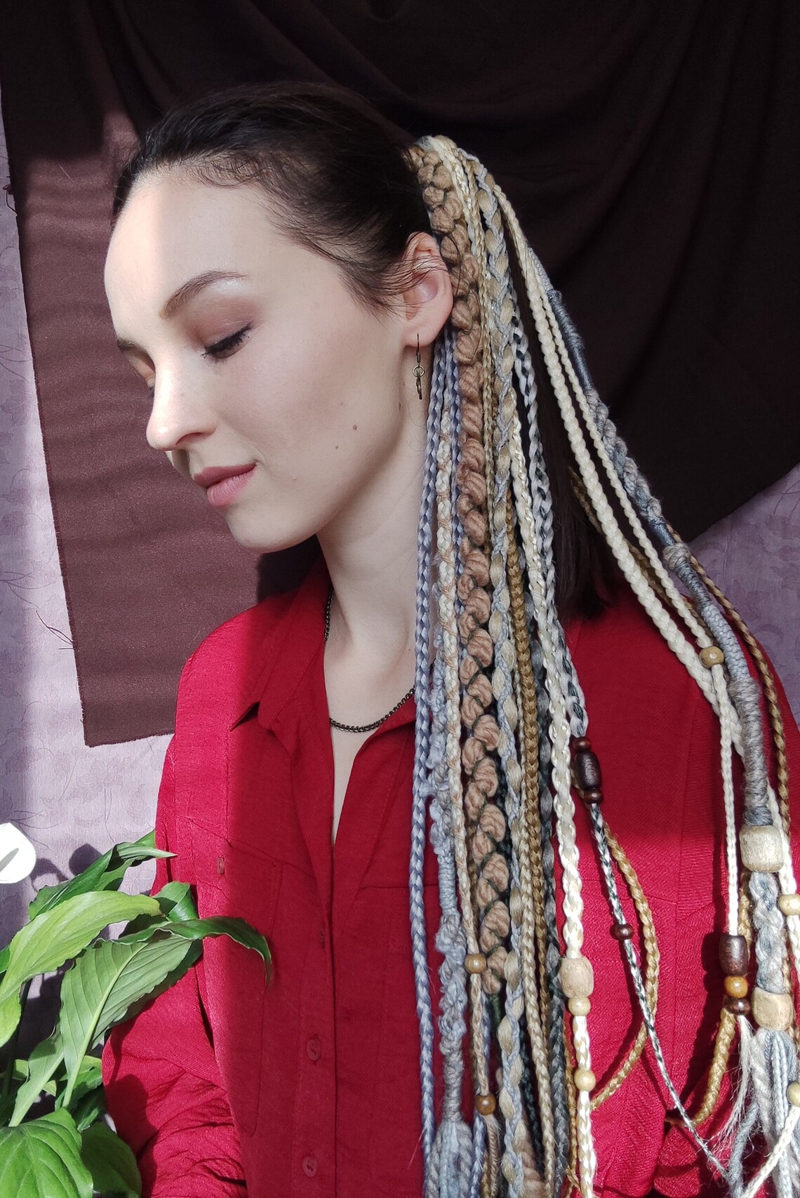 Ginger Viking Dread Extensions on Hairband Gray Boho - Etsy