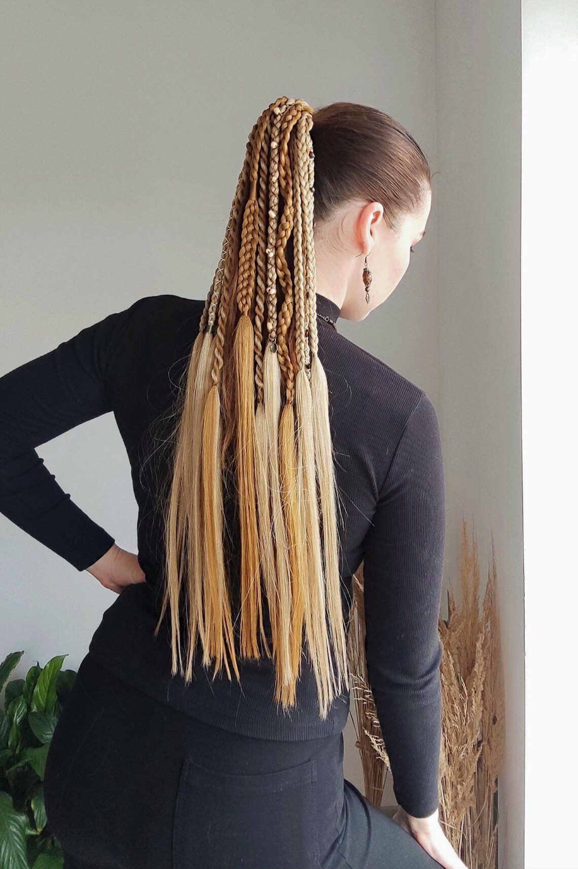 Ginger Gold Braids With Loose Ends on Hairband, Boho Chic Dreadlock ...