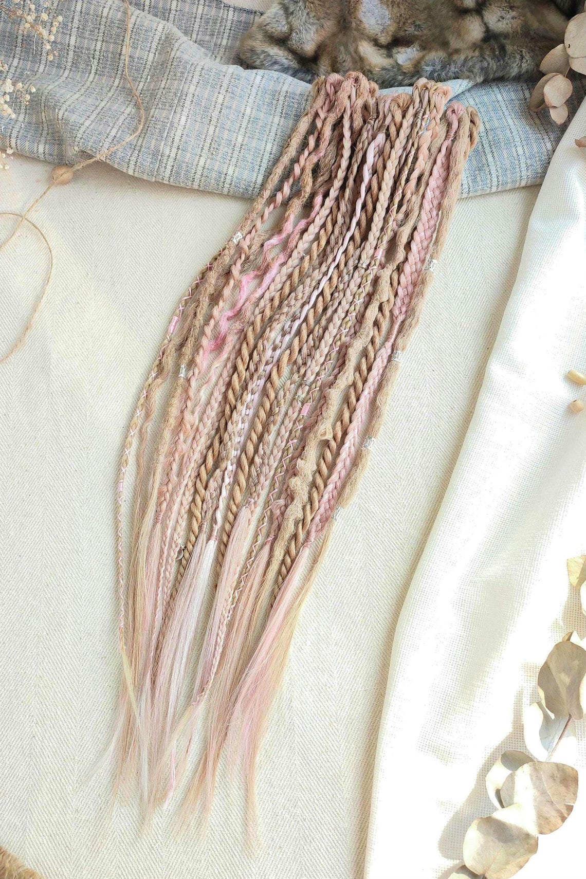 Rose Pink Braids on Hair Clip, Ginger Hair Clip Braids and Dreadlocks ...