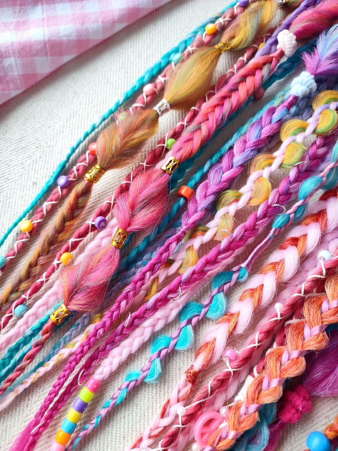 Colorful Braids on Hair Clips, Party Dreadlock Extensions Y2k , Music ...