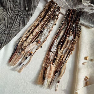 Clip in Dreadlocks Ginger, Boho Hair Extensions Brown, Viking Dreads ...