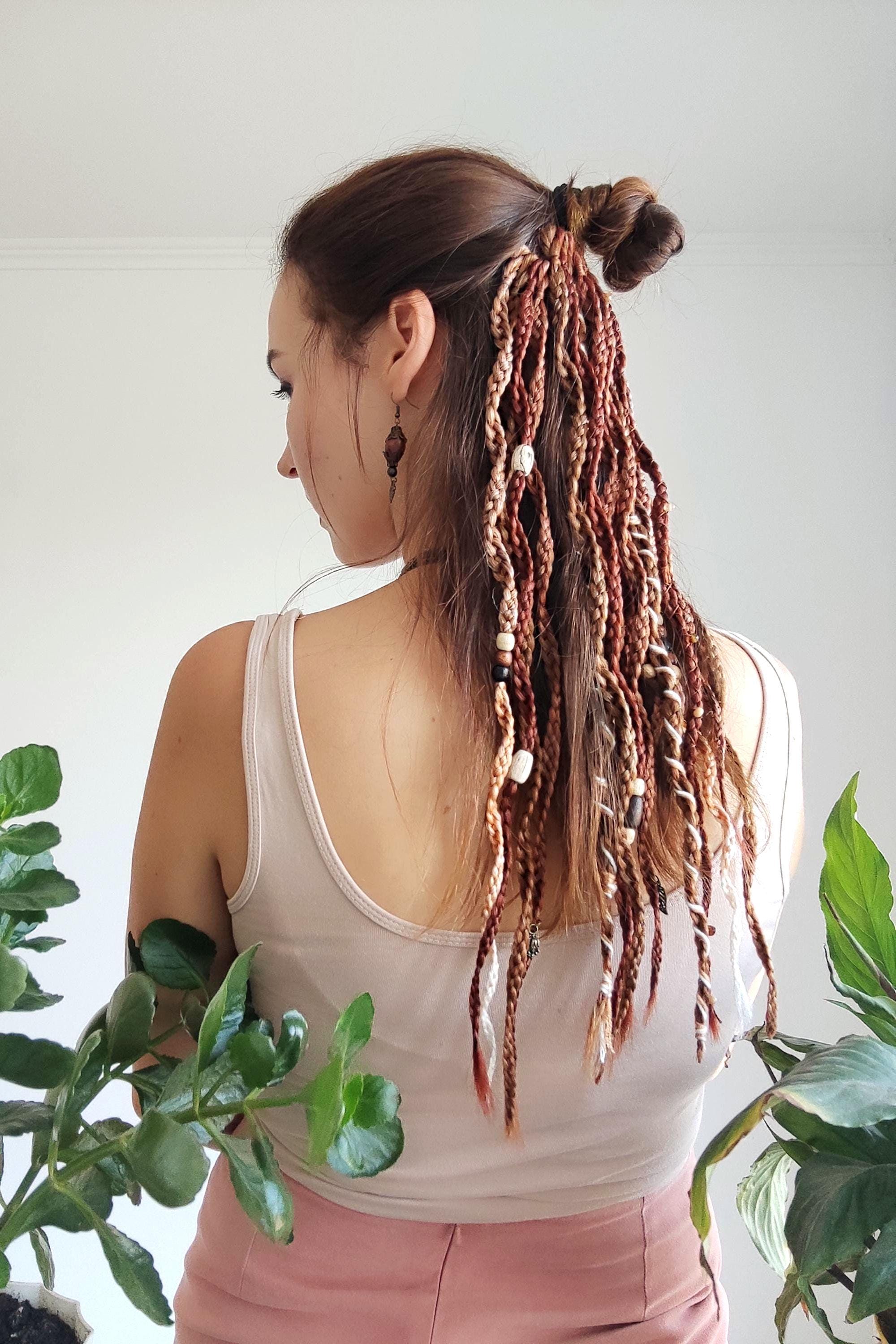 Clip in Dreadlocks Ginger, Boho Hair Extensions Wavy, Viking Dreads ...