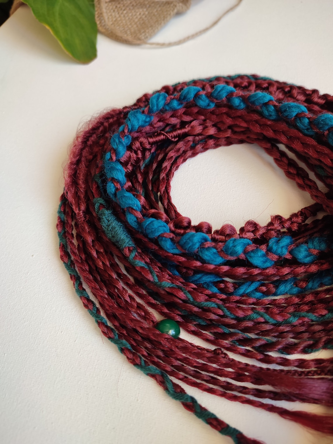 Red Braids Extensions on Hairband Dreadlock Ponytail With - Etsy