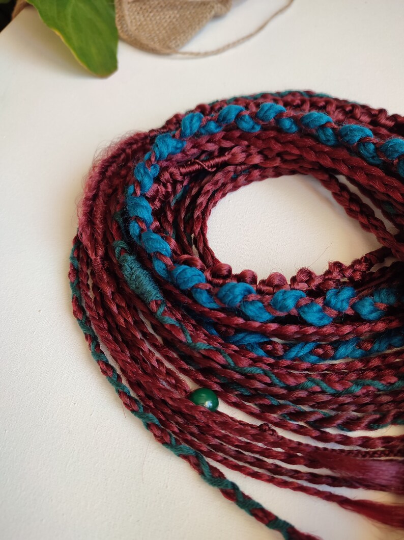 Red Braids Extensions on Hairband Dreadlock Ponytail With - Etsy