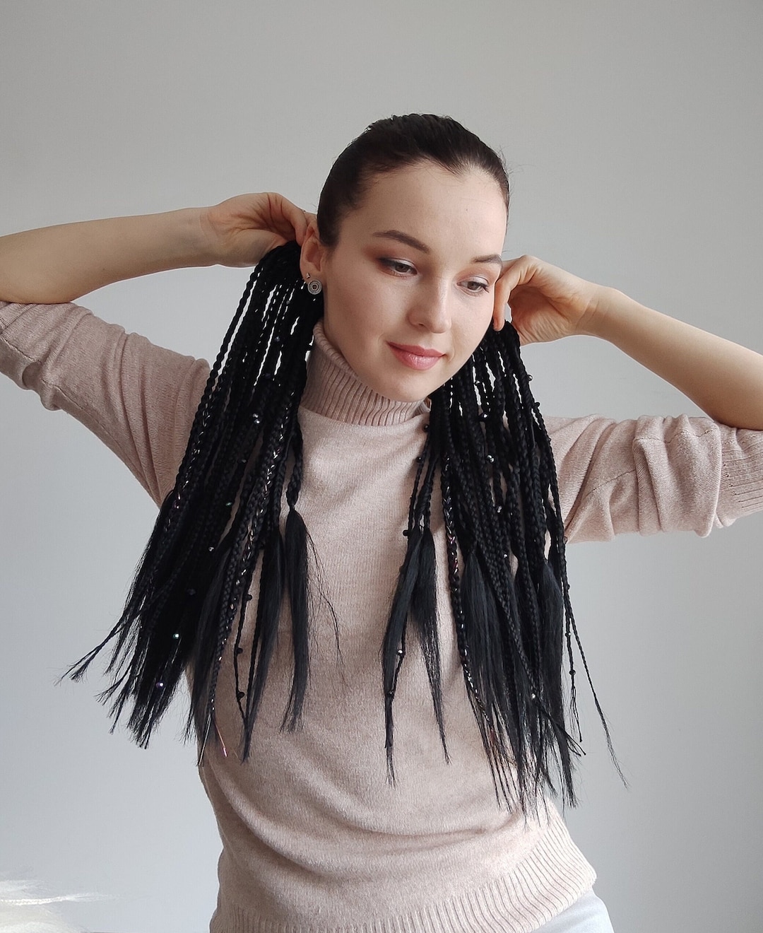Dreadlock Extension Black on Hair Elastic, Dreadlock Ponytail Wig ...