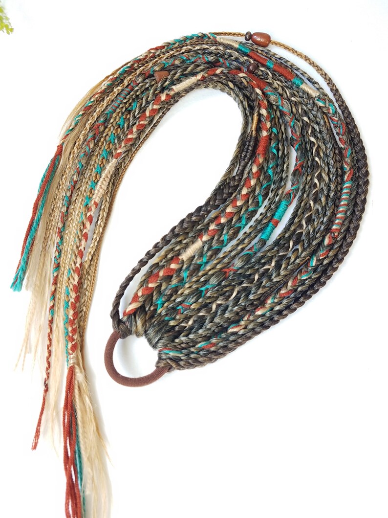 Brown Viking Hair Extensions on Hairband Boho Dreadlock - Etsy